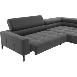 Ecksofa Home Affaire "Claya, 311 cm breit, L-Form, inkl. Kopfteilverstellung", anthrazit, B:311cm H:71cm T:219cm, 95% Polyester, 5% Nylon, Sofas, Ecksofa, wahlweise elektrischer Sitzvorzug