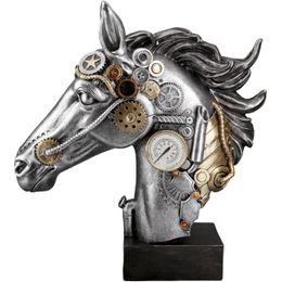 Tierfigur CASABLANCA BY GILDE "Skulptur Steampunk Horse", silber (silberfarben), B:29cm H:34cm T:8cm, Kunstharz, Dekofiguren