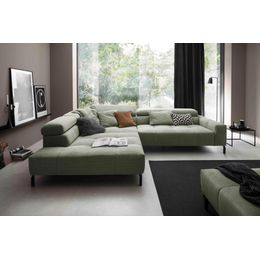 Ecksofa Home Affaire "Claya, 311 cm breit, L-Form, inkl. Kopfteilverstellung", gr&uuml;n (oliv), B:311cm H:71cm T:219cm, 95% Polyester, 5% Nylon, Sofas, Ecksofa, mit elektrischem Sitzvorzug im Hauptelement, Topseller