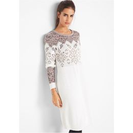 bonprix Strickkleid mit Norwegermuster, wei&szlig;, Gr.40/42 (M), Bequemes Strickkleid mit Norwegermuster, 50% Baumwolle