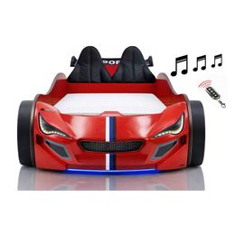 Autobett Kinder 90x200 Jungen LED Leuchte Unterbodenbeleuchtung Sound Fernbedienung