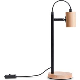 Paco Home Tischleuchte "ACHIM", schwarz, &Oslash; 13cm H: 35,5cm, Leuchten, LED Wohnzimmer Schlafzimmer Modern Zeitlos Deko Holz E27, Tischleuchte