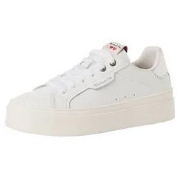Plateausneaker Tamaris "Tamaris Sneaker Leder/Synthetik", Damen, Gr. 42, wei&szlig;, Leder, Synthetik, Schuhe Plateausneaker