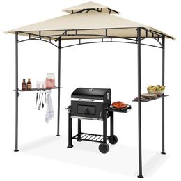 TecTake&reg; Grillpavillon, wetterfest mit UV-Schutz, seitliche Gitterablagen und 6 Haken, 240 x 150 x 250 cm