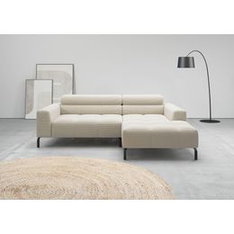 Ecksofa Home Affaire "Claya, 223 cm breit, L-Form, Kopfteilverstellung", nature, B:223cm H:71cm T:179cm, 88% Polyester, 12% Polyacryl, Sofas, Ecksofa, Moderne Steppung, weicher Polsteraufbau & saugroboterfreundliche H&ouml;he