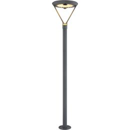 LED Solarleuchte Globo LIGHTING "SOLARLEUCHTE ALUMINIUM DRUCKGUSS GRAU, 1XLED", grau, H:204,7cm &Oslash;:31cm, Leuchten, Solar Garten Terrasse Au&szlig;enbeleuchtung Dekoleuchten