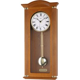 Funk-Pendelwanduhr AMS "F5014/9", braun (kirschbaumfarben), Wanduhren, B/H/L: 28cm x 10cm x 64cm, Quarzuhr, Holz-/Glasgeh&auml;use, Erle Kirsche,Esszimmer,Made in Germany