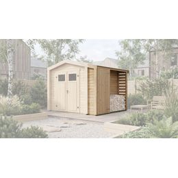 Kaminholzregal Weka "optionale Erweiterung f&uuml;r Gartenhaus Killarney", naturbelassen, B:249,4cm H:211cm T:50cm, Holz, Kaminholzlager, Kaminholzregal, verschiedene Farben und Gr&ouml;&szlig;en