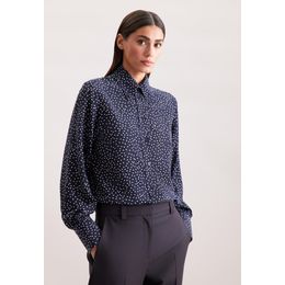 Hemdbluse Seidensticker, Damen, Gr. XXL(44), blau (dunkelblau), 100% Viskose, gemustert, regular fit, ohne Ausschnitt, Blusen Hemdbluse, 1/1 Kragen Druck