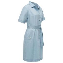 Jeanskleid Ragwear "Rozyna Denim", Damen, Gr. XXXL(46), Normalgr&ouml;&szlig;en, hellblau, Material: 60% Baumwolle, 40% Viskose, figurumspielend knieumspielend, hoch geschlossener Ausschnitt, &Auml;rmel ohne &Auml;rmelschlitz abgesteppte Kante, Kleider, Midikleid in Denim-Optik mit Haifisch-Kragen