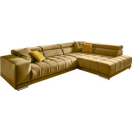 Ecksofa DIE PLANBAR "MP-IN15053 L-Form breiter Schenkel", gelb (curry), B:323cm H:73cm T:222cm, Sofas, Ecksofa, wahlweise mit Kopfteilverstellung und manueller Vorziehbank