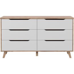 Schubkastenkommode FORTE "Vankka", wei&szlig; (planken eiche, wei&szlig;), B:154,7cm H:86,3cm T:42cm, FSC-zertifizierter Holzwerkstoff, Sideboards, in 2 Breiten, Stauraum, grifflose Front
