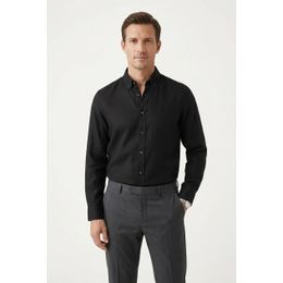 Leinenhemd BOSS "LIAM", Herren, Gr. L, N-Gr, schwarz001, Web, Obermaterial: 100% Leinen, unifarben, regular fit normal, 1-Knopf-Manschette, Hemden, 100% Leinen mit Button-Down-Kragen, regular fit