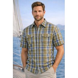 MAN'S WORLD Karohemd MAN'S WORLD, Herren, Gr. L (41/42), N-Gr, gr&uuml;n kariert, Web, Obermaterial: 100% Baumwolle, kariert, bequem normal, Hemden Karohemd, Kurzarm, f&uuml;r Casualmode, Basic, Fr&uuml;hling und Sommer, aus Baumwolle