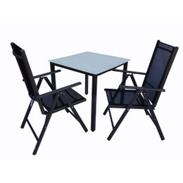 Garten-Essgruppe Vcm "3 tlg. Alu Gartenset Sitzgruppe Tisch St&uuml;hle 80 MA", schwarz (anthrazit), B:80cm T:80cm, Obermaterial: 100% Metall MT., Sitzm&ouml;bel-Sets