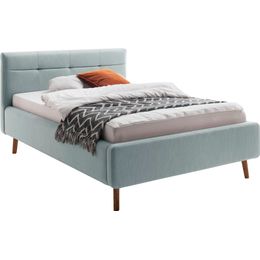 Meise M&ouml;bel Polsterbett MEISE.M&Ouml;BEL "Lotte", blau (eisblau), L:217cm, Bezug Bett: Strukturstoff (100% Polyester), Betten, Polsterbett, mit Lattenrost und Bettkasten