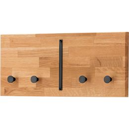 Hakenleiste Home Affaire "Dura", braun (wildeiche), B:50cm H:22cm T:4,6cm, Massivholz, Hakenleisten, aus FSC-zertifiziertem Massivholz, Breite 50 oder 80 cm