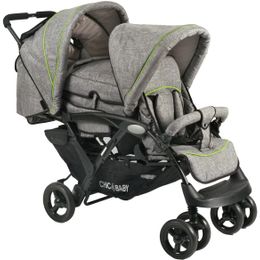 CHIC 4 BABY Geschwisterwagen CHIC4BABY "Duo", Kinder, jeans grau, Kinderwagen, mit feststellbaren Doppelschwenk-Vorderr&auml;dern