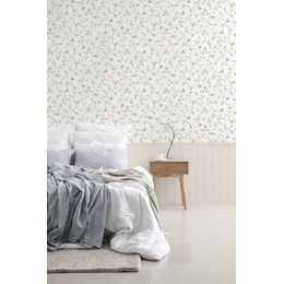 Livingwalls Fototapete LIVING WALLS "Wallpanel Tapete Wandpaneele Motivtapete Bl&uuml;mchen Natur", wei&szlig; (creme,beige,rosa), B:1,59m H:0,02m L:2,8m, Vlies, Tapeten, Vliestapete Landhaus f&uuml;r Schlafzimmer K&uuml;che Wohnzimmer Wandpaneele