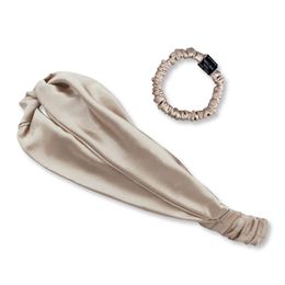 Diadem AILORIA "Set Headband und Scrunchie S aus Seide SOYEUX & DOUX", Damen, beige, Modet&uuml;cher