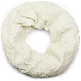 Strickschal styleBREAKER "Feinstrick Loop mit Zopfmuster", Damen, wei&szlig; (creme, beige), Obermaterial: 50% Viskose CV. 50% Polyester PES., Modisch, Modet&uuml;cher