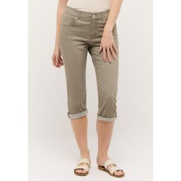 Caprijeans Angels "CICI TURN UP", Damen, Gr. 36, N-Gr, light khaki used, Denim/Jeans, Obermaterial: 89% Baumwolle, 8% Polyester, 3% Elasthan, unifarben, slim fit kniebedeckend, Jeans, mit Stretch und Aufschlag