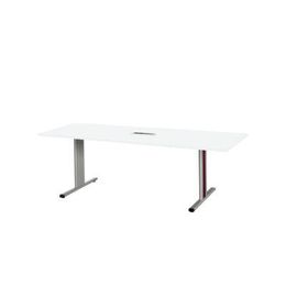 Sch&auml;fer Shop Sch&auml;fer Shop Select Besprechungstisch Planova Basic, mit Tischanschlussfeld, Rechteck, T-Fu&szlig;, B 2000 x T 800 x H 717 mm, wei&szlig;/wei&szlig;aluminium RAL 9006