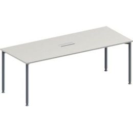 Sch&auml;fer Shop Sch&auml;fer Shop Genius Konferenztisch MODENA FLEX, 3-fach Anschluss, Rechteck, 4-Fu&szlig; Rundrohr, B 2000 x T 800 x H 720-840 mm, lichtgrau/wei&szlig;alu