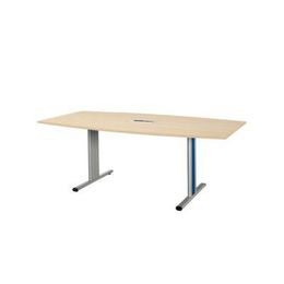 Sch&auml;fer Shop Sch&auml;fer Shop Select Besprechungstisch Planova Basic, mit Tischanschlussfeld, Boot, T-Fu&szlig;, B 2000 x T 1000 x H 717 mm, Ahorn/wei&szlig;aluminium RAL 9006