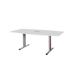 Sch&auml;fer Shop Sch&auml;fer Shop Select Besprechungstisch Planova Basic, mit Tischanschlussfeld, Boot, T-Fu&szlig;, B 2000 x T 1000 x H 717 mm, lichtgrau/wei&szlig;aluminium RAL 9006