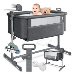 Kesser&reg; Zustellbett Hubi 3in1 Baby Beistellbett Reisebett Babybett mit weich Matratze, mit Rollen Kinderbett, 5-fach H&ouml;henverstellung, Faltbare Seitenwand f&uuml;r zu Hause und unterwegs