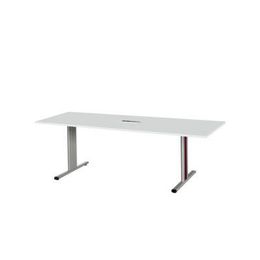 Sch&auml;fer Shop Sch&auml;fer Shop Select Besprechungstisch Planova Basic, mit Tischanschlussfeld, Rechteck, T-Fu&szlig;, B 2000 x T 800 x H 717 mm, lichtgrau/wei&szlig;alu