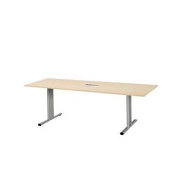 Sch&auml;fer Shop Sch&auml;fer Shop Select Besprechungstisch Planova Basic, mit Tischanschlussfeld, Rechteck, T-Fu&szlig;, B 2000 x T 800 x H 717 mm, Ahorn/wei&szlig;aluminium RAL 9006