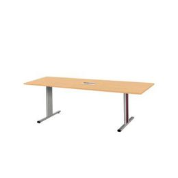 Sch&auml;fer Shop Sch&auml;fer Shop Select Besprechungstisch Planova Basic, mit Tischanschlussfeld, Rechteck, T-Fu&szlig;, B 2000 x T 800 x H 717 mm, Buche/wei&szlig;aluminium RAL 9006