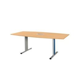 Sch&auml;fer Shop Sch&auml;fer Shop Select Besprechungstisch Planova Basic, mit Tischanschlussfeld, Boot, T-Fu&szlig;, B 2000 x T 1000 x H 717 mm, Buche/wei&szlig;aluminium RAL 9006