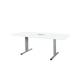 Sch&auml;fer Shop Sch&auml;fer Shop Select Besprechungstisch Planova Basic, mit Tischanschlussfeld, Boot, T-Fu&szlig;, B 2000 x T 1000 x H 717 mm, wei&szlig;/wei&szlig;aluminium RAL 9006