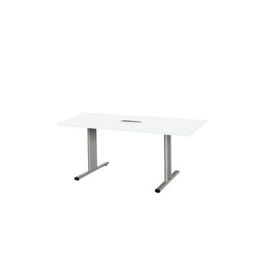 Sch&auml;fer Shop Sch&auml;fer Shop Select Besprechungstisch Planova Basic, mit Tischanschlussfeld, Rechteck, T-Fu&szlig;, B 1600 x T 800 x H 717 mm, wei&szlig;/wei&szlig;aluminium RAL 9006
