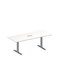 Sch&auml;fer Shop Sch&auml;fer Shop Genius Konferenztisch MODENA FLEX, 3-fach Anschluss, Rechteck, T-Fu&szlig; Rechteckrohr, B 2000 x T 800 x H 650-850 mm, wei&szlig;/wei&szlig;alu