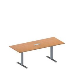 Sch&auml;fer Shop Sch&auml;fer Shop Genius Konferenztisch MODENA FLEX, 3-fach Anschluss, Rechteck, T-Fu&szlig; Rechteckrohr, B 2000 x T 800 x H 650-850 mm, Buche/wei&szlig;alu