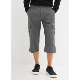 bonprix Cargo-Long-Bermuda aus reiner Baumwolle in Regular-Fit, grau, Gr.56, Moderne Cargobermuda in 3/4-L&auml;nge mit vielen praktischen Taschen, aus 100% Baumwolle