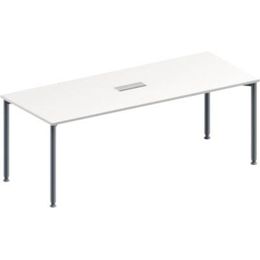 Sch&auml;fer Shop Sch&auml;fer Shop Genius Konferenztisch MODENA FLEX, 3-fach Anschluss, Rechteck, 4-Fu&szlig; Rundrohr, B 2000 x T 800 x H 720-840 mm, wei&szlig;/wei&szlig;alu