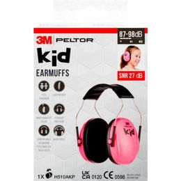 Kapselgeh&ouml;rschutz 3M PELTOR&trade; H510AKG, f&uuml;r Kinder, EN 352 1:2020, SNR-Wert 27 dB, verstellbarer Kopfb&uuml;gel, pink-schwarz, 1 St&uuml;ck