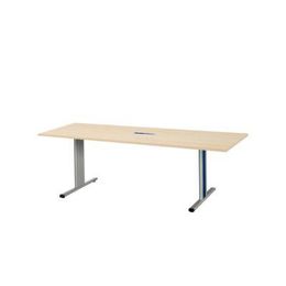 Sch&auml;fer Shop Sch&auml;fer Shop Select Besprechungstisch Planova Basic, mit Tischanschlussfeld, Rechteck, T-Fu&szlig;, B 2000 x T 800 x H 717 mm, Ahorn/wei&szlig;aluminium RAL 9006