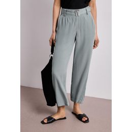 Stoffhose Street One, Damen, Gr. 34, L&auml;nge 26, schwarz mint gr&uuml;n, Stoff, 100% Viskose, unifarben, comfort fit 7/8-L&auml;nge, Hosen Stoffhose, mit G&uuml;rtel
