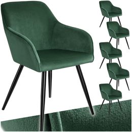 TecTake&reg; Esszimmerstuhl, gepolstert, in Samtoptik, schwarze Stahlbeine, 58 x 62 x 82 cm