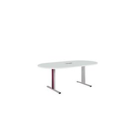 Sch&auml;fer Shop Sch&auml;fer Shop Select Besprechungstisch Planova Basic, mit Tischanschlussfeld, Oval, T-Fu&szlig;, B 2000 x T 1000 x H 717 mm, lichtgrau/wei&szlig;aluminium RAL 9006