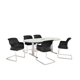 Sch&auml;fer Shop Sch&auml;fer Shop Select Besprechungstisch Planova Basic, mit Tischanschlussfeld, Oval, T-Fu&szlig;, B 2000 x T 1000 x H 717 mm, wei&szlig;/wei&szlig;aluminium RAL 9006