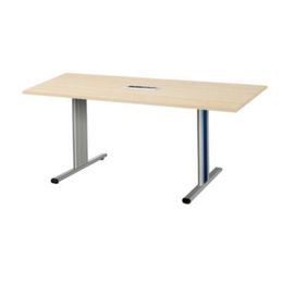 Sch&auml;fer Shop Sch&auml;fer Shop Select Besprechungstisch Planova Basic, mit Tischanschlussfeld, Rechteck, T-Fu&szlig;, B 1600 x T 800 x H 717 mm, Ahorn/wei&szlig;aluminium RAL 9006