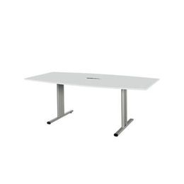 Sch&auml;fer Shop Sch&auml;fer Shop Select Besprechungstisch Planova Basic, mit Tischanschlussfeld, Boot, T-Fu&szlig;, B 2000 x T 1000 x H 717 mm, lichtgrau/wei&szlig;aluminium RAL 9006