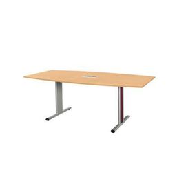Sch&auml;fer Shop Sch&auml;fer Shop Select Besprechungstisch Planova Basic, mit Tischanschlussfeld, Boot, T-Fu&szlig;, B 2000 x T 1000 x H 717 mm, Buche/wei&szlig;aluminium RAL 9006